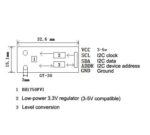 Arduino GY-30 GY30 Digital Optical Light Intensity BH1750FVI Sensor