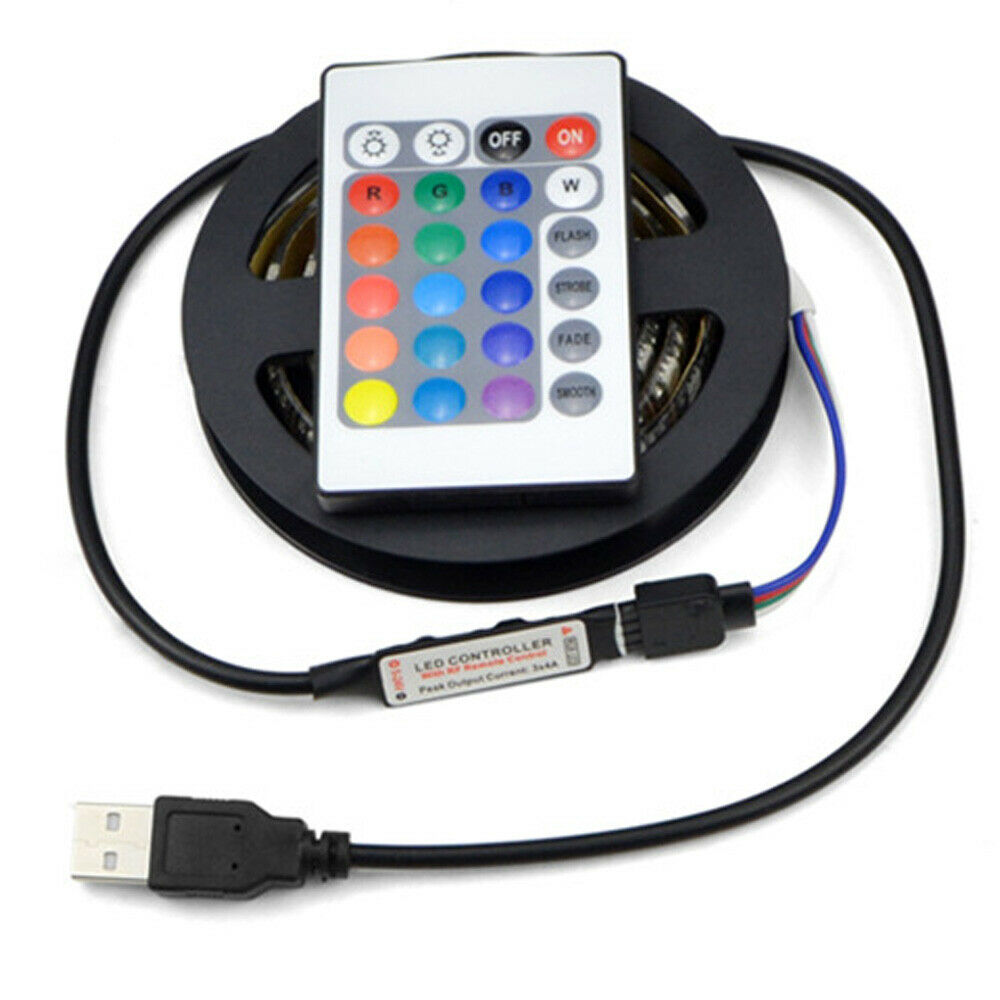 USB 5V RGB 5050 IP65 Waterproof Multi Color RGB LED Strip With 24 ...
